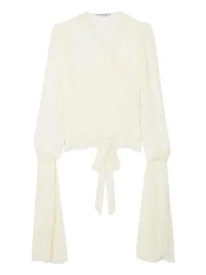 Stella McCartney Striped Silk-blend Chiffon Wrap Blouse - Ivory