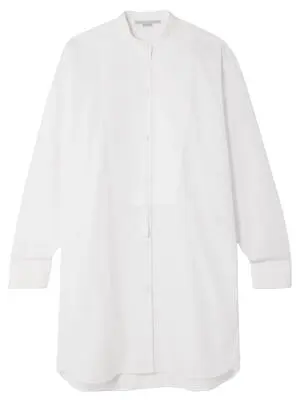 Stella McCartney Piqué-trimmed Cotton-poplin Mini Shirt Dress - White