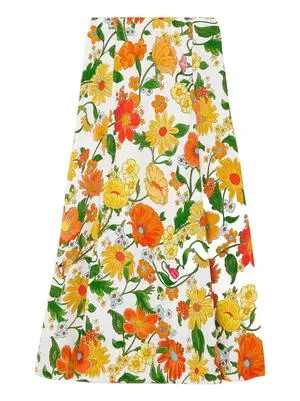 Stella McCartney Floral-print Twill Midi Skirt - Yellow