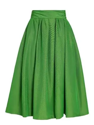 Carolina Herrera Pleated Cotton-blend Faille Midi Skirt - Leaf Green