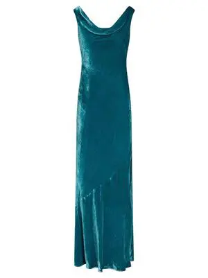 Saloni Asher Draped Velvet Gown - Teal