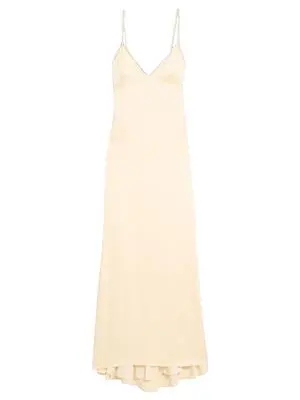 Monique Lhuillier Crystal-embellished Satin Gown - Cream