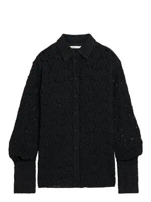 Another Tomorrow Crocheted Cotton Shirt - Black