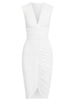 Norma Kamali Ruched Stretch-jersey Dress - White