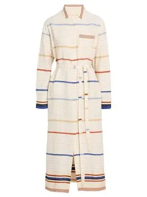 LEMLEM Belted Striped Cotton-blend Gauze Midi Shirt Dress - Cream