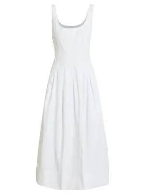 Proenza Schouler Shelby Pleated Cotton-poplin Midi Dress - White