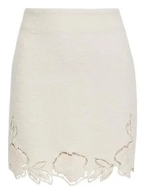 Oscar De La Renta Embroidered Cotton-blend Tweed Mini Skirt - Ivory