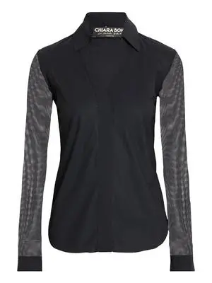 Chiara Boni La Petite Robe Kai Stretch-jersey And Mesh Shirt - Black