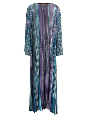 Missoni Metallic Striped Ribbed-knit Maxi Dress - Violet