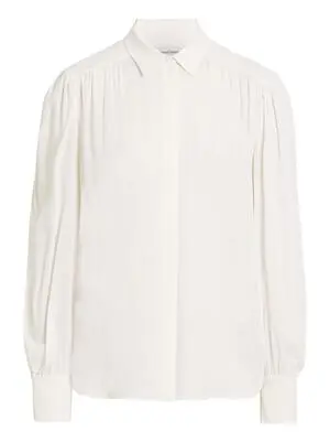 Another Tomorrow Gathered Crepe Blouse - White