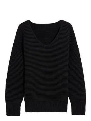 Another Tomorrow Ribbed Merino Wool-blend Sweater - Black