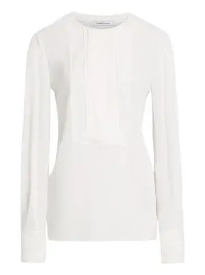 Another Tomorrow Crepe Blouse - White
