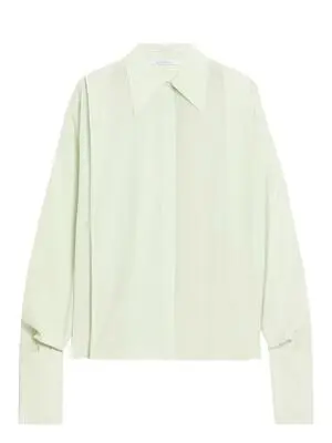 Another Tomorrow Pleated Silk Crepe De Chine Shirt - Mint