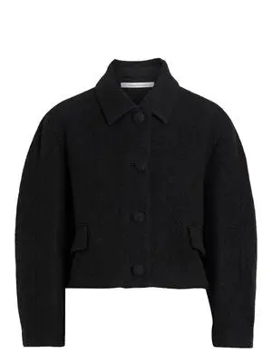 Another Tomorrow Cropped Wool-felt Jacket - Black