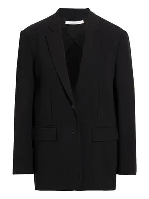 Another Tomorrow Wool-blend Blazer - Black