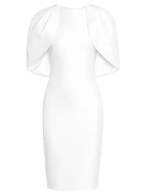 Badgley Mischka Cape-effect Satin-twill Dress - White
