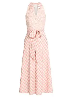 BADGLEY MISCHKA Gingham Twill Midi Shirt Dress