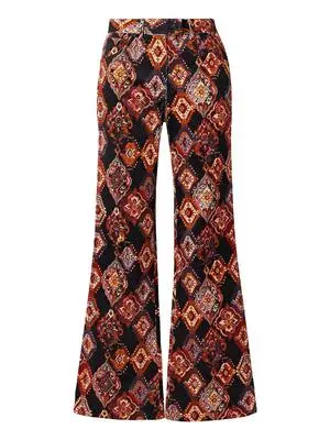 Cara Cara Alfie Printed Cotton-blend Corduroy Flared Pants - Tan