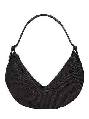 MANSUR GAVRIEL Fortuna Raffia Shoulder Bag - Black