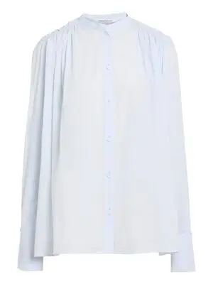 Another Tomorrow Gathered Cotton-voile Blouse - Sky Blue