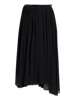 Philosophy Di Lorenzo Serafini Asymmetric Pleated Mesh Midi Skirt - Black