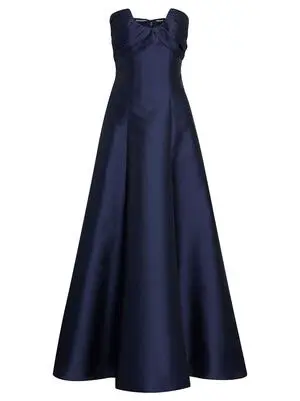 Badgley Mischka Strapless Jacquard Gown - Navy
