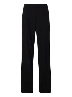 Ralph Lauren Alaina Twill-trimmed Grain De Poudre Wool Pants - Black