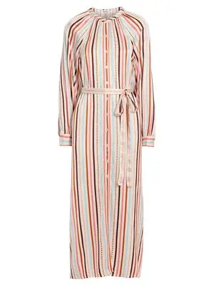 LEMLEM Makeda Belted Striped Maxi Dress - Cream