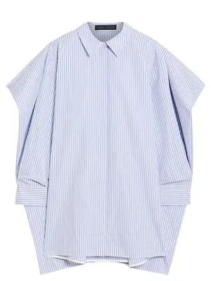 Proenza Schouler Isla Cape-effect Striped Shirt Dress - Light Blue