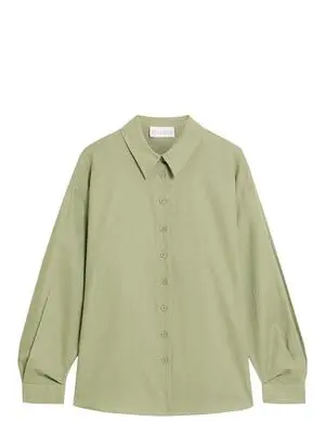 MIKAEL AGHAL Cotton And Linen-blend Shirt - Sage Green