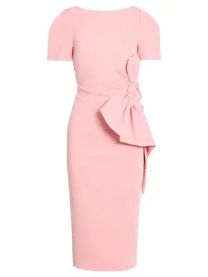 Badgley Mischka Bow-detailed Crepe Midi Dress - Baby Pink