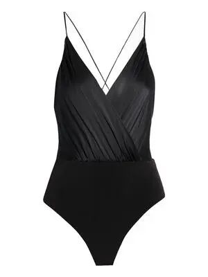 Alice + Olivia Callie Wrap-effect Silk-blend Bodysuit - Black
