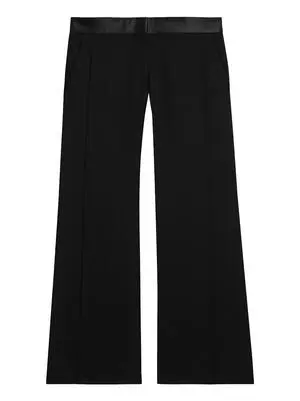 Victoria Beckham Satin-trimmed Grain De Poudre Wide-leg Pants - Black