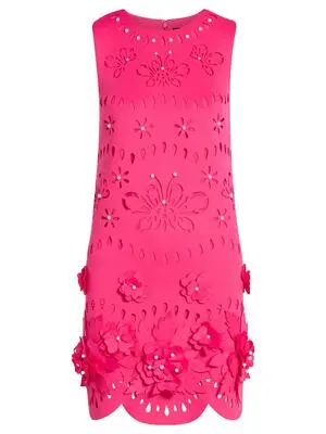 Badgley Mischka Embellished Laser-cut Scuba Mini Dress - Pink