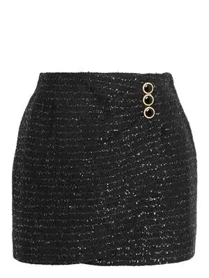 Alessandra Rich Wrap-effect Metallic Tweed Mini Skirt - Black
