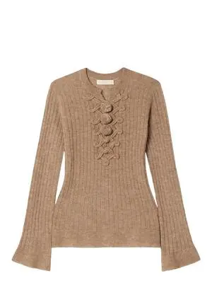ULLA JOHNSON Magda Pompom-Detailed Alpaca-Blend Sweater