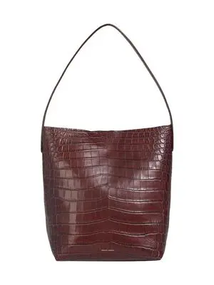 MANSUR GAVRIEL Everyday Cabas Croc-effect Leather Tote - Chocolate