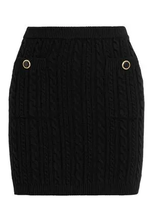 Alessandra Rich Cable-knit Wool Mini Skirt - Black