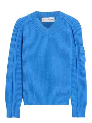 Victoria Beckham Ribbed Wool And Cashmere-blend Sweater - Cobalt Blue