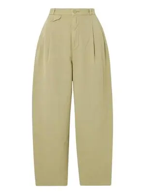 AGOLDE Becker Pleated Cotton-twill Tapered Pants - Sage Green