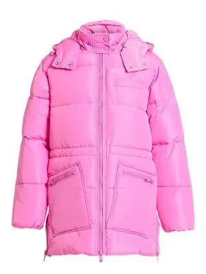 GANNI Quilted Shell Hooded Coat - Pink