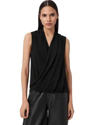 ALLSAINTS Adaline V-neck Wrap Top - Black