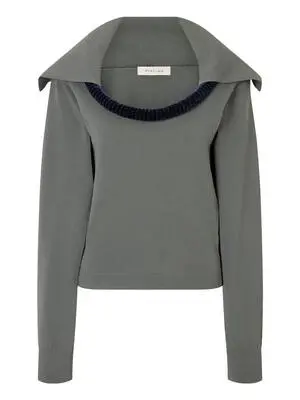 DIOTIMA Caicos Velvet-trimmed Jersey Stretch Top - Gray