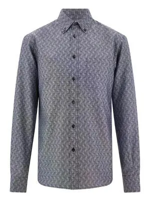 FERRAGAMO Monogram Button-down Shirt - Blue