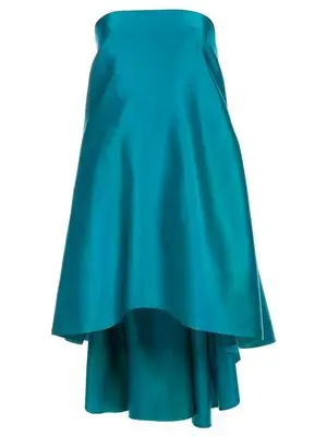 JIL SANDER Silk Strapless Dress With Cape Detail - Blue