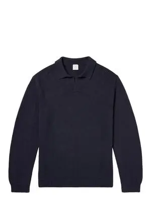 Eleventy Cotton And Silk-blend Polo Sweater - Blue