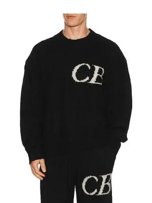 COLE BUXTON Logo Knit Sweater - Black