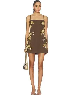 Hemant & Nandita Floral Embroidered Mini Dress - Brown