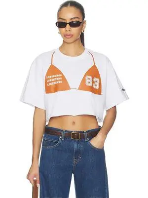 HYPE AND VICE University Of Texas At Austin Track Tee - White And Burnt Orange