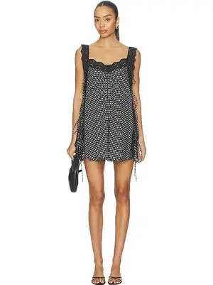 Caroline Constas Lucilla Eyelet Mini Dress - Black & White Gingham